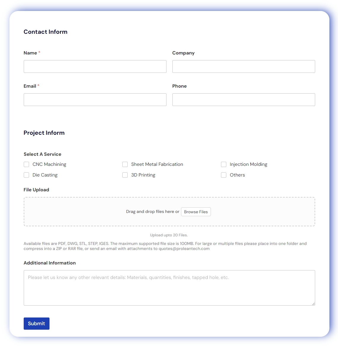 Get a Quote | Custom CNC Machining & Sheet Metal